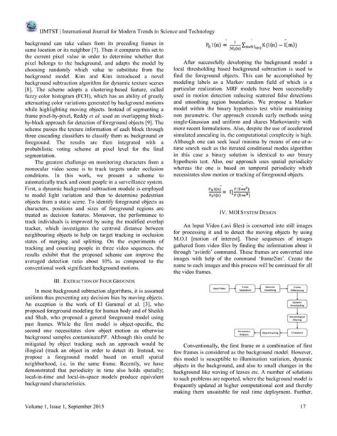 effective object detection and background subtraction by using m o i pdf
