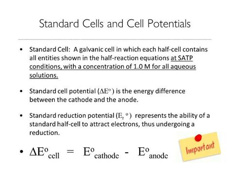 Cell Potentials Power Point Reduction Potentials Grade 12 Chemistry Power Point With Answers