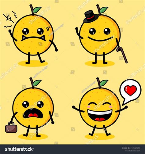 Vector Collection Orange Fruit Mascot Different Stock Vector Royalty