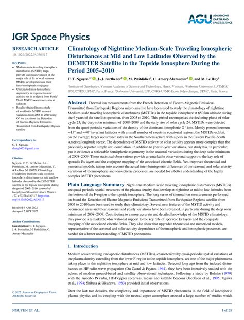 Pdf Climatology Of Nighttime Medium‐scale Traveling Ionospheric