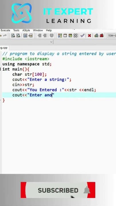 Program To Display A String Entered By User In C String Itexpertlearning Ytshorts C