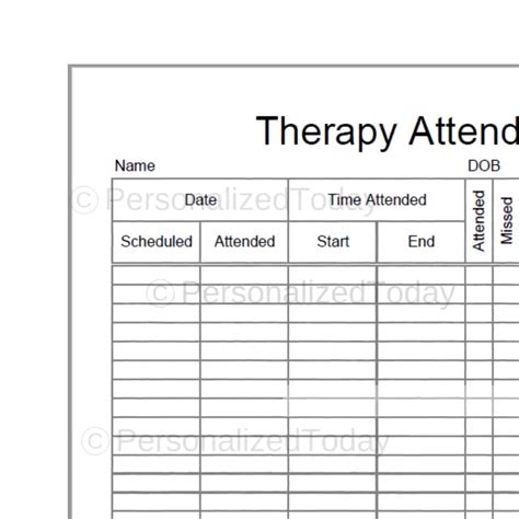 Printable Therapy Attendance Tracker Fillable And Print And 40 Off