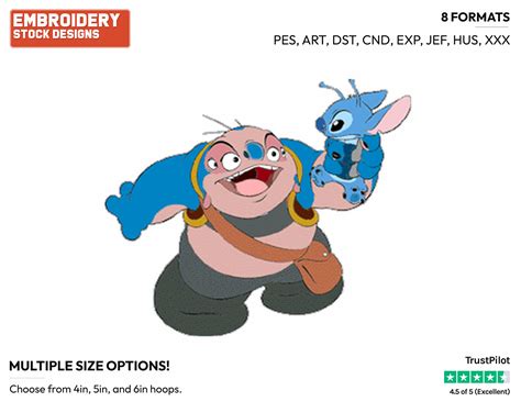 Jumba Stitch Disneys Lilo And Stitch Embroidery Design In 3 Sizes