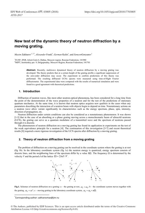 Pdf New Test Of The Dynamic Theory Of Neutron Diffraction By A Moving Grating