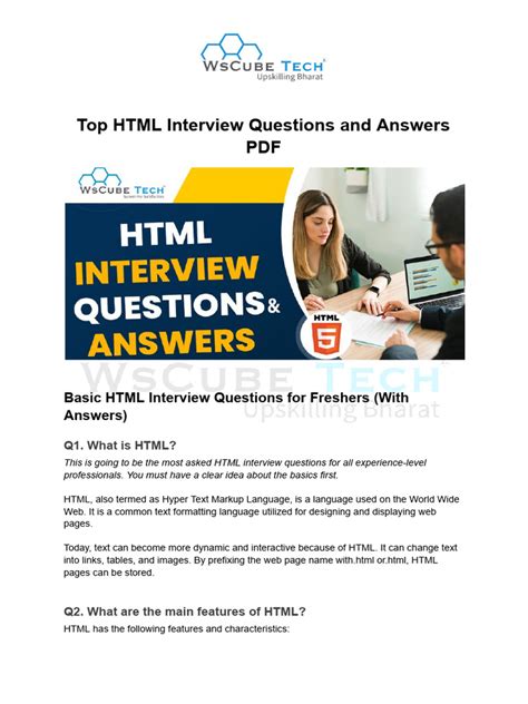 Html Questions Pdf Html Element Html