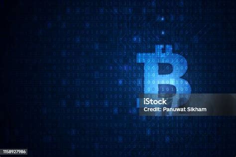 비트 코인 암호 화폐 블록 체인 기술 개념 Btc 통화 기호 이진 숫자 벡터 Eps10 로고에 대한 스톡 벡터 아트 및 기타