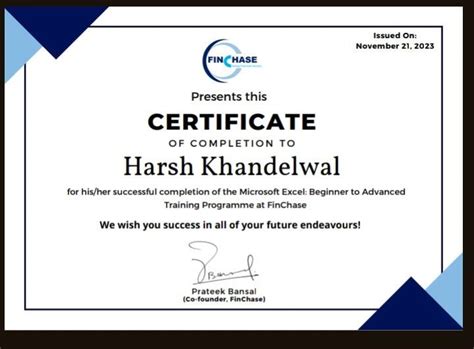 Hey Connections Completed A Certification Course In Microsoft Excel Beginner To Advanced