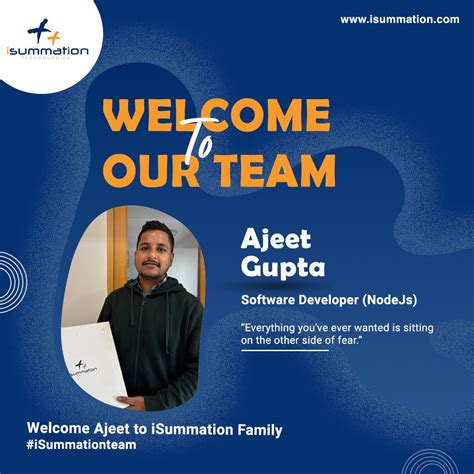 Welcomeaboard Isummationtechnology Newjoinee Nodejsdeveloper