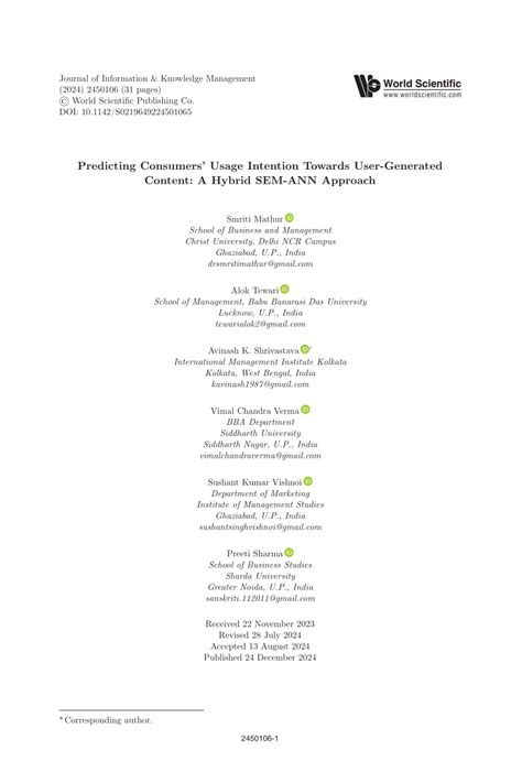 Predicting Consumers Usage Intention Towards User Generated Content A Hybrid Sem Ann Approach