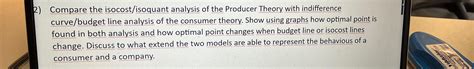 Solved Compare The Isocost Isoquant Analysis Of The Producer