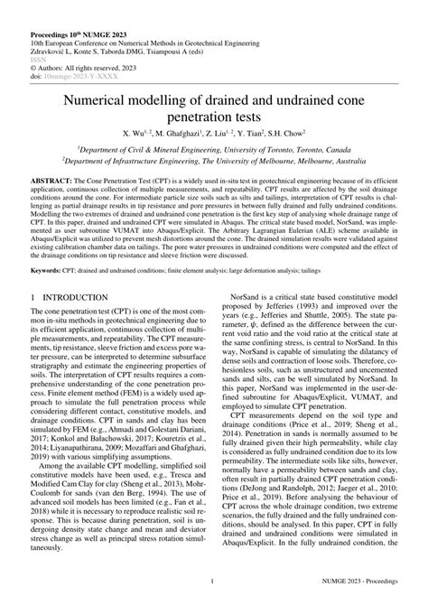 Pdf Numerical Modelling Of Drained And Undrained Cone Penetration Tests