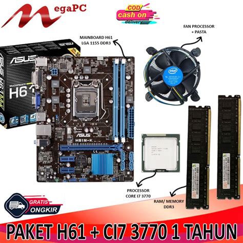 Jual Paket Mainboard 1155 H61 B75 Ddr3 Core I7 3770 Fan Ram 1 Tahun Shopee Indonesia