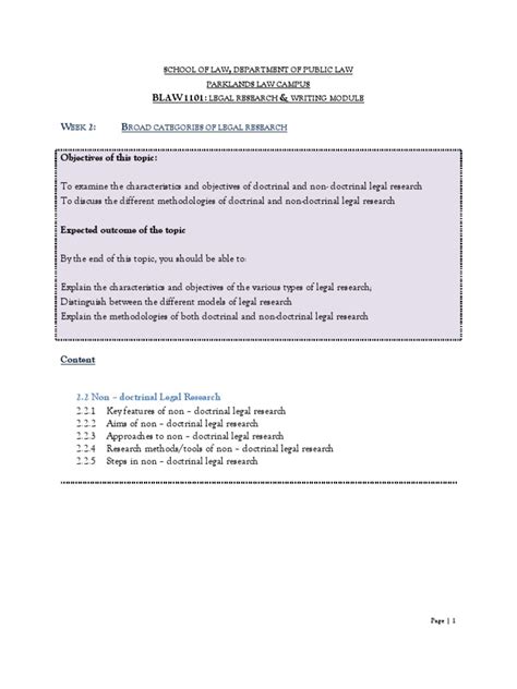 Mku Legal Research And Writing Broad Classifications Of Legal Research
