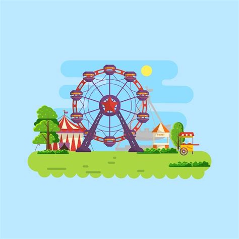 스톡 일러스트 바람 빠진 타이어 디자인 서커스 와 사육제 기치 헤더 포스터 배경 프리미엄 벡터