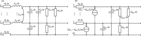 a electrical and b thermal equivalent circuit for a multiconductor