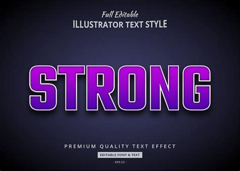 보라색 강한 굵은 3d 텍스트 스타일 효과 프리미엄 벡터