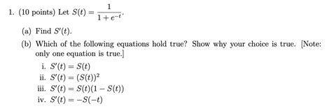 Solved 1 10 Points Let S T 1 Et1 A Find S T B Chegg Com