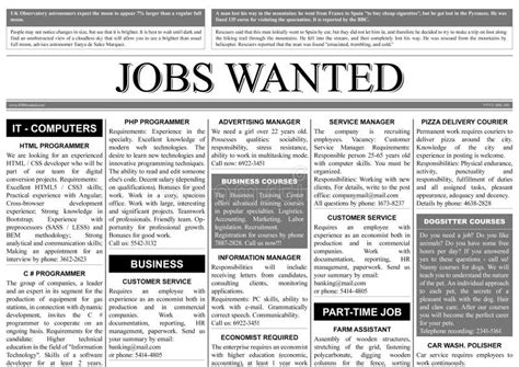 Job Advertisements Newspaper At Sylvia Massey Blog