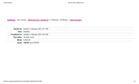 Self Quiz Unit 2 Attempt Review 2 Started On Sunday 5 February 2023 4 17 Pm State Finished
