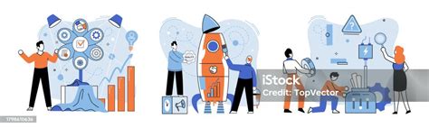 Team Solving Complex Problems Teamwork Vector Illustration Metaphor People Team Working Stock