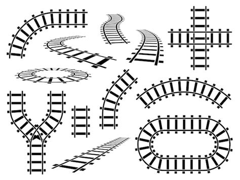 Premium Vector Railroad Elements Curved Straight And Wavy Rail
