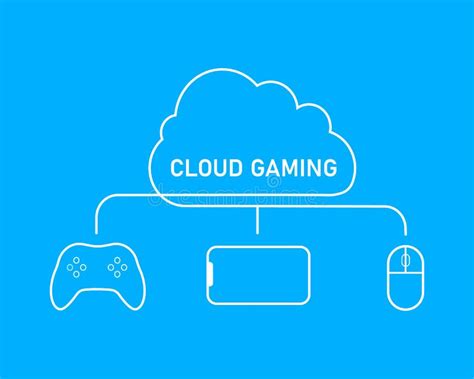 Cloud Gaming Joystick Smartphone And Computer Mouse Are Connected To The Cloud Stock Vector