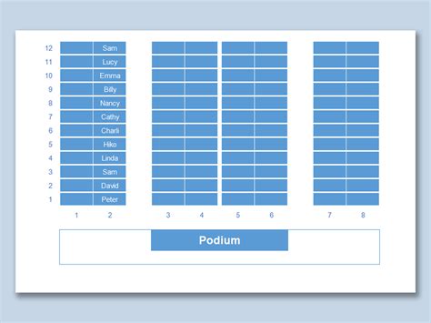 EXCEL Of Seat Table Xlsx WPS Free Templates