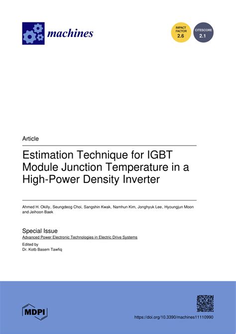 Pdf Estimation Technique For Igbt Module Junction Temperature In A