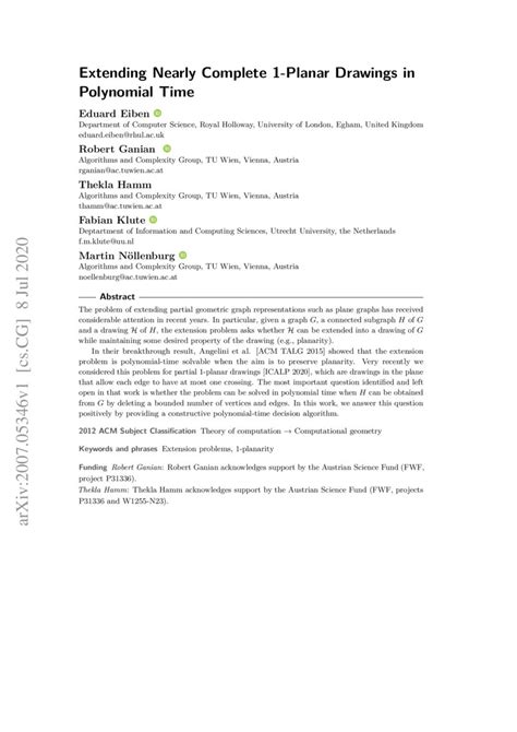 Extending Nearly Complete 1 Planar Drawings In Polynomial Time Deepai