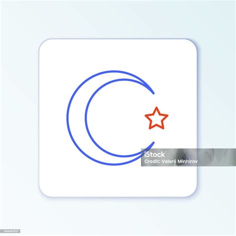 라인 스타와 초승달 흰색 배경에 고립 된 이슬람 아이콘의 상징 종교의 상징 다채로운 개요 개념 벡터 0명에 대한 스톡 벡터 아트