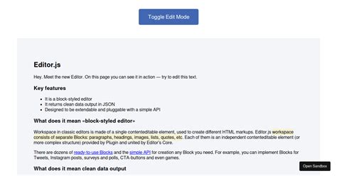 Editorjs Html Examples Codesandbox
