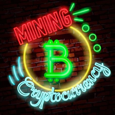 Golden Neon Bitcoin Symbol Isolated On Black Background Digital Money Mining Technology