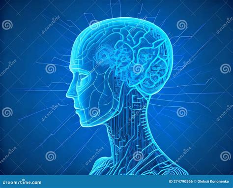Artificial Intelligence Human Head Outline With Circuit Board Inside Technology And
