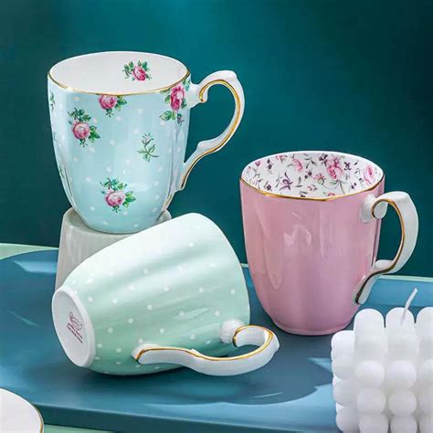 Купить Керамическая кофейная кружка с цветочным узором, розовая и ...