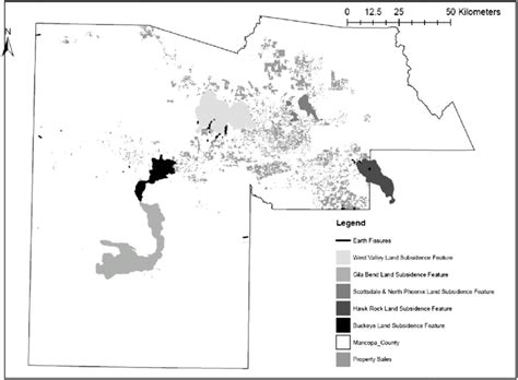 Spatial Distribution Of Land Subsidence Earth Fissures And Property