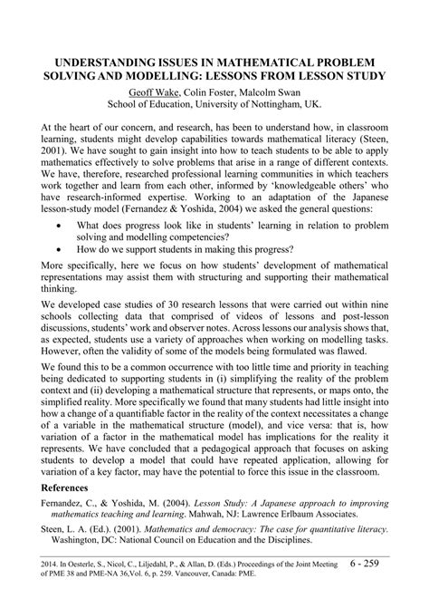 understanding issues in mathematical problem solving and modeling