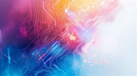 Vibrant Digital Art Of A Multicolored Circuit Board Blending Technology With Abstract Elements