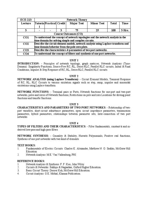 Network Theory Pdf Network Analysis Electrical Circuits