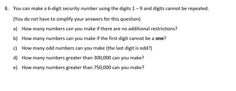 Solved You Can Make A Digit Security Number Using The Chegg Com