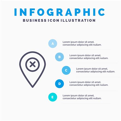Location Map Navigation Pin Line Icon With 5 Steps Presentation