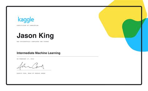Jason King Completed The Intermediate Machine Learning Course On Kaggle