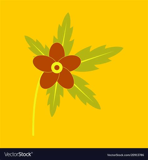 Tree Leaf With Flower In Flat Style Royalty Free Vector
