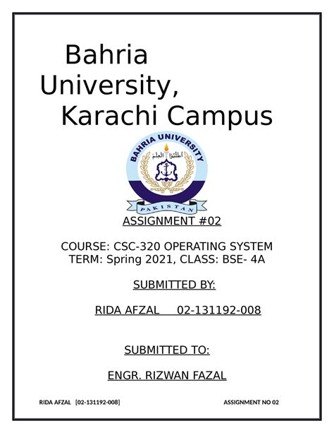 Os Ass Frnd Bahria University Karachi Campus Assignment Course Csc
