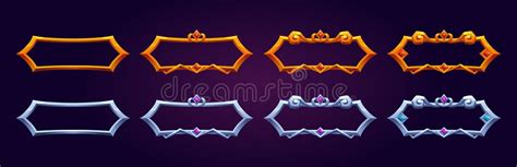 Golden Fantasy Game Border Ui Button Frame Design Stock Vector Illustration Of Empty Frame