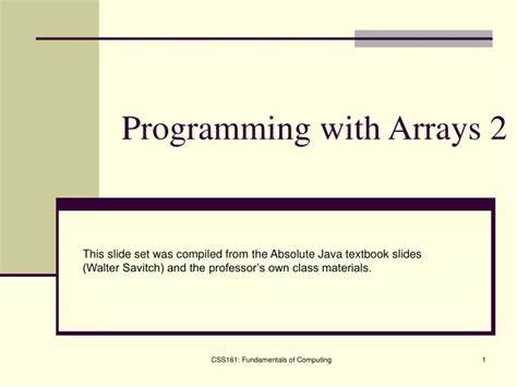 Ppt Programming With Arrays 2 Powerpoint Presentation Free Download
