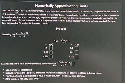 solved numerically approximating limitssuppose that