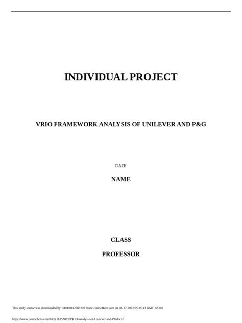Vrio Analysis Of Unilever And P G Pdf Economies Business
