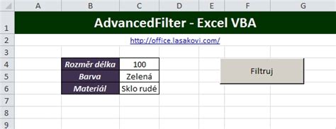 advancedfilter metoda excel vba Školení konzultace