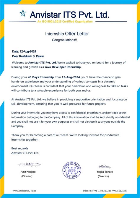 Rushikesh Pawar On Linkedin Javadeveloper Internship Anvistarits