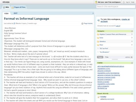 Formal Versus Informal Language Lesson Plan For 7th 12th Grade Lesson Planet